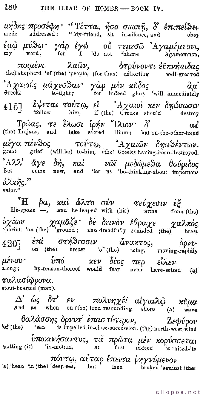 Homer Interlinear Iliad - 180